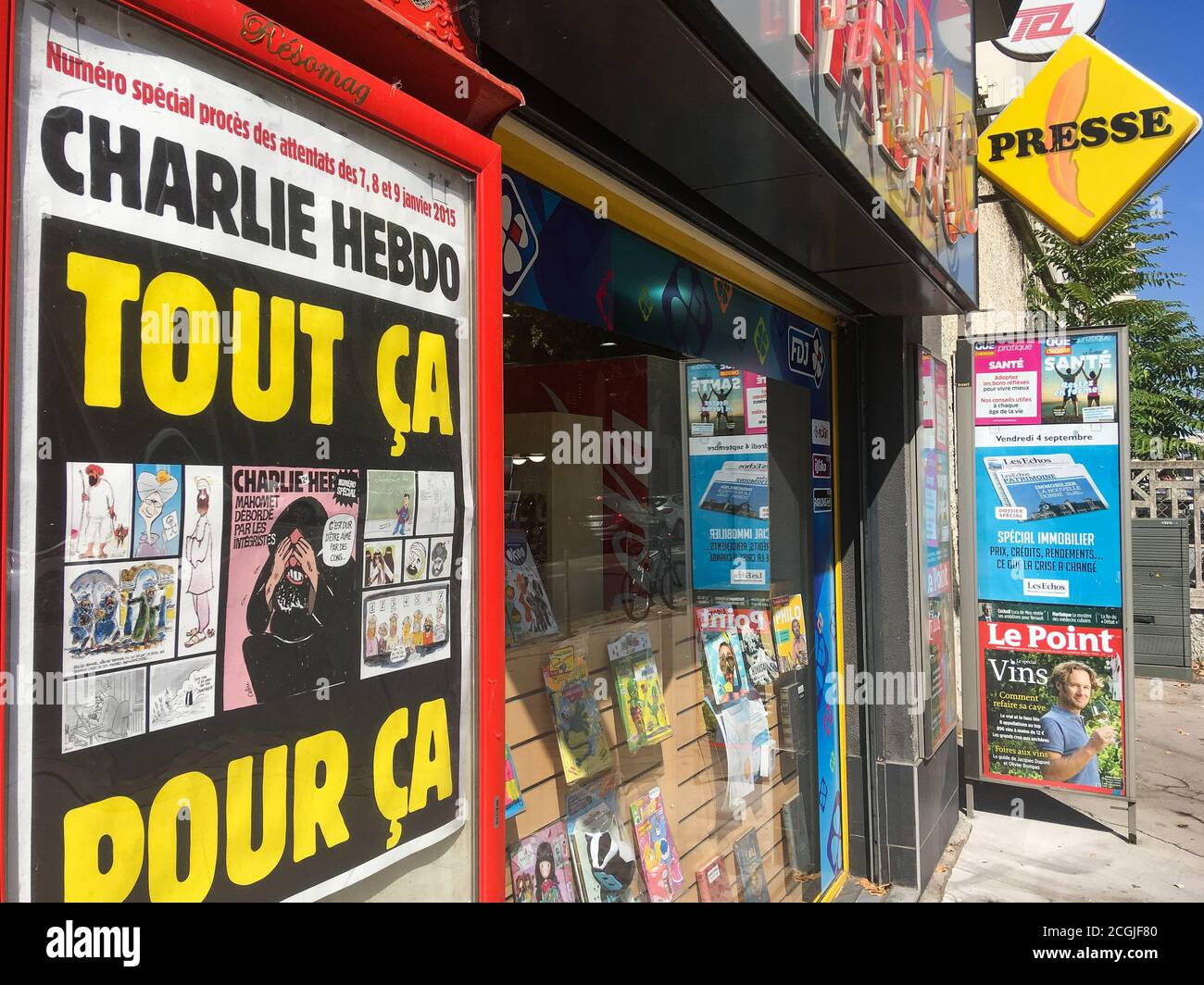 Frontpage of satirical magazine Charlie Hebdo, Lyon, France, 2020 Stock ...