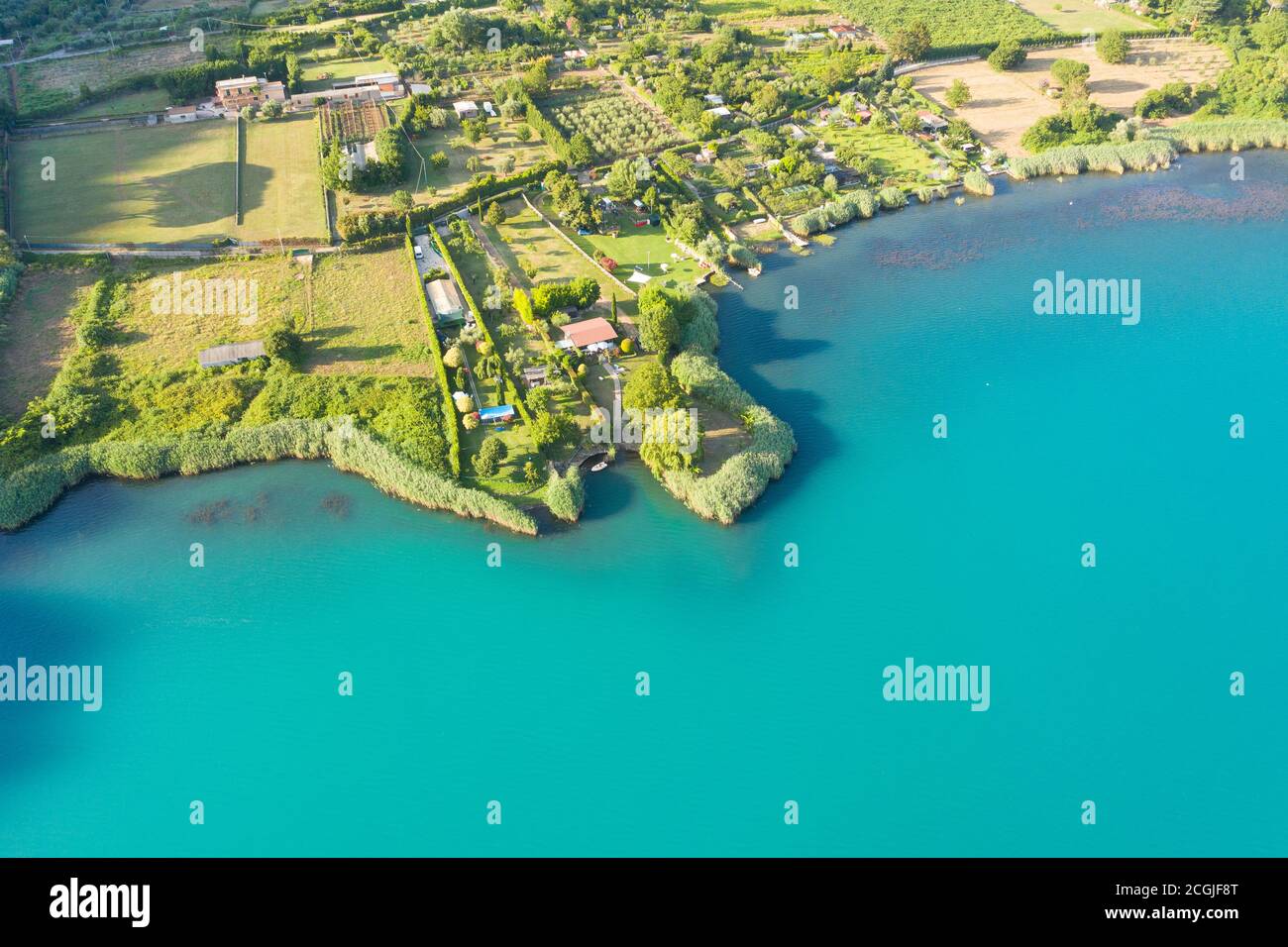 aerial view of the north coast of lake nemi Stock Photo - Alamy