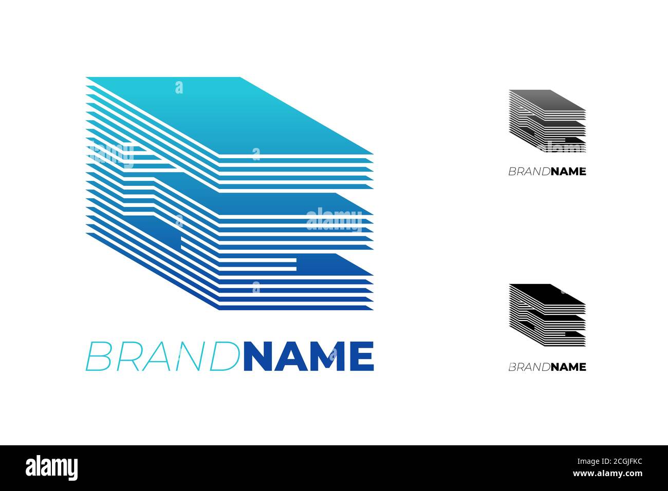 Initial GE abstract 3d striped letter for progress technology business ...