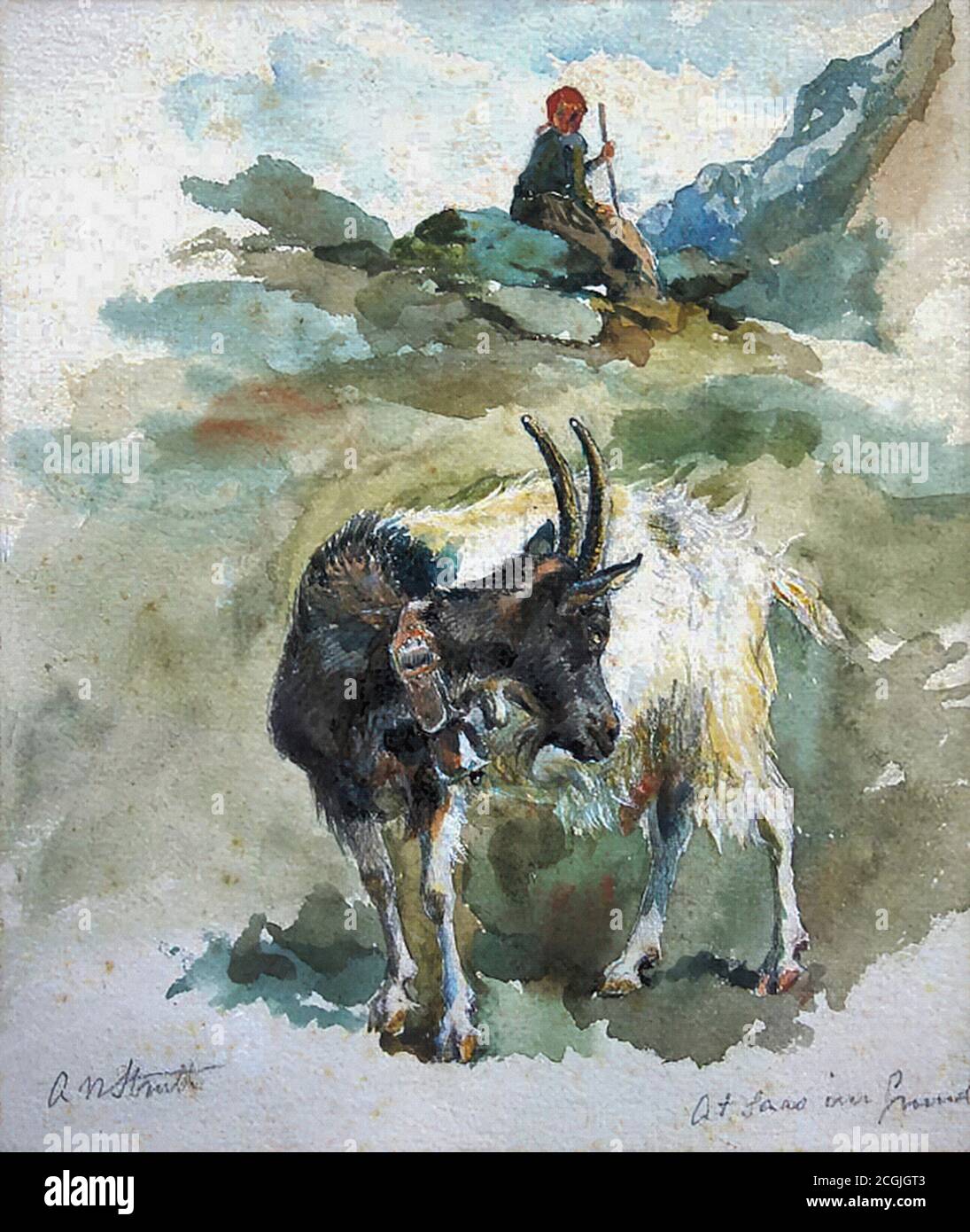 Strutt Alfred William - Goat and Goatherd - British School - 19th ...