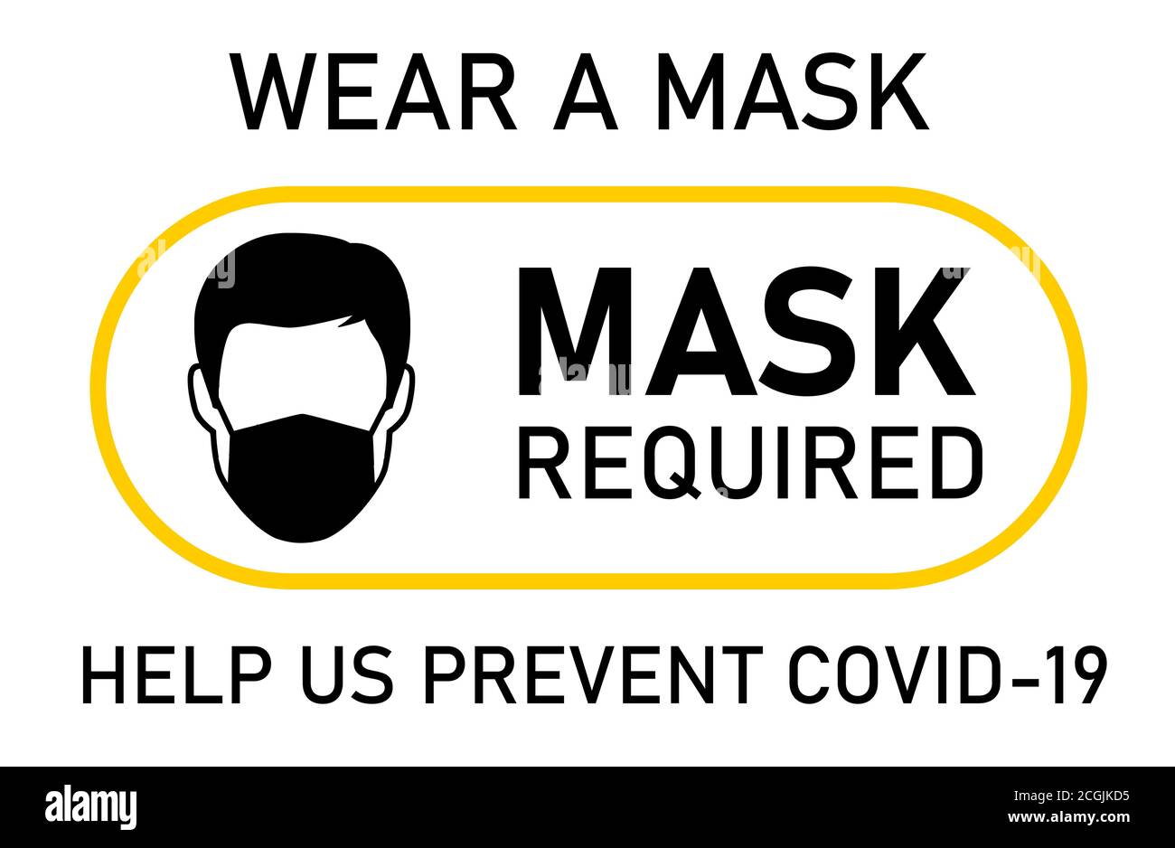 Face mask required at all times cautionary sign with face mask icon ...