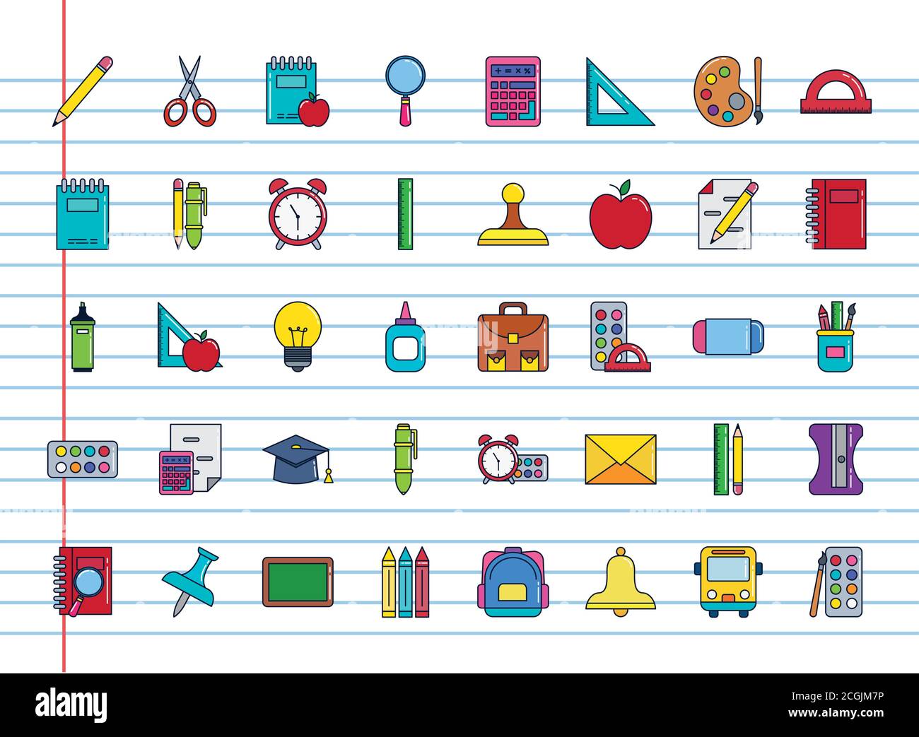 bundle icons of school education, line and fill style Stock Vector ...