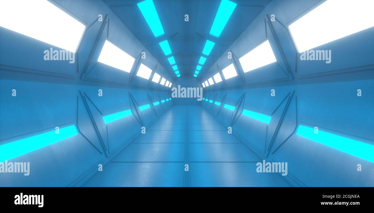 3d render. Futuristic interior corridor design Stock Photo - Alamy