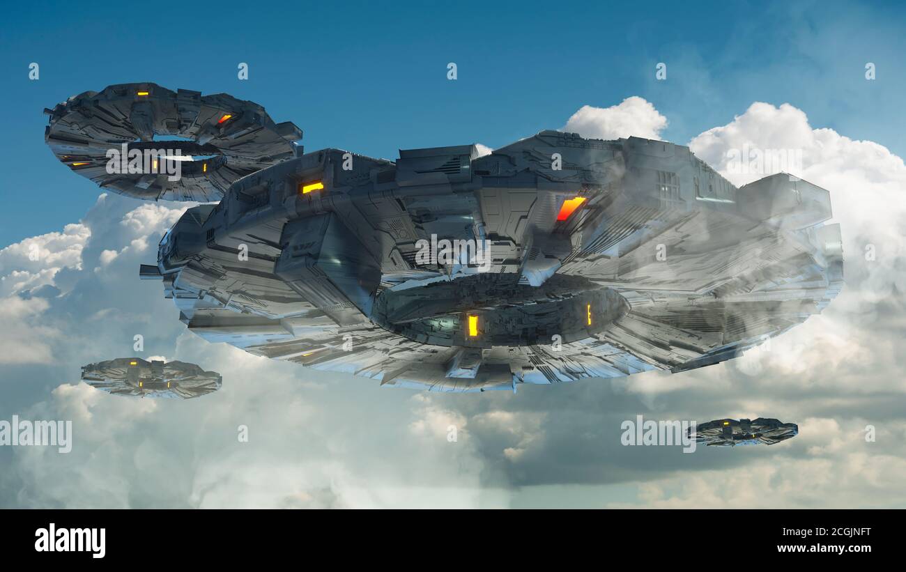 3d render. Spaceship UFO concept Stock Photo - Alamy