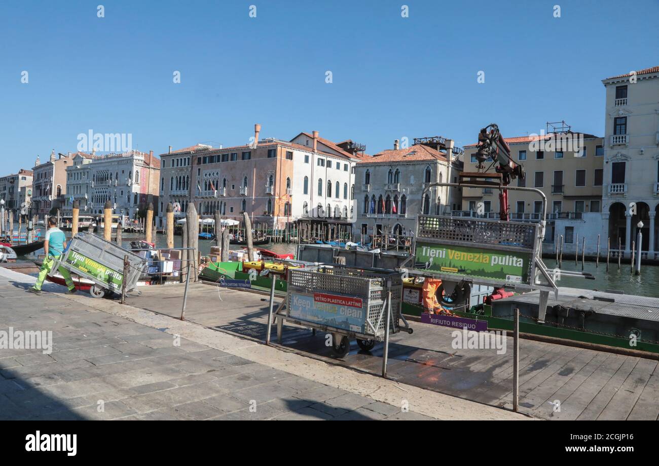 Venice garbage canal boat hi-res stock photography and images - Alamy