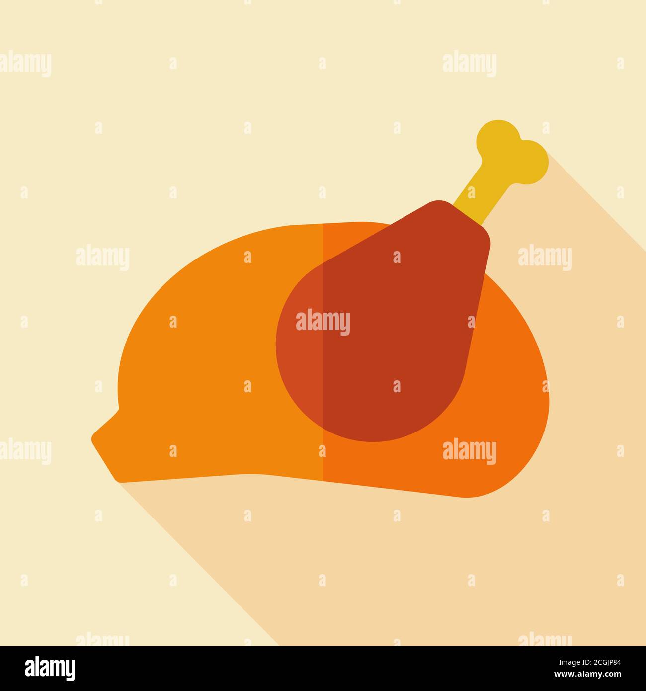 Whole roast chicken vector icon food meat. Barbecue and bbq grill sign ...