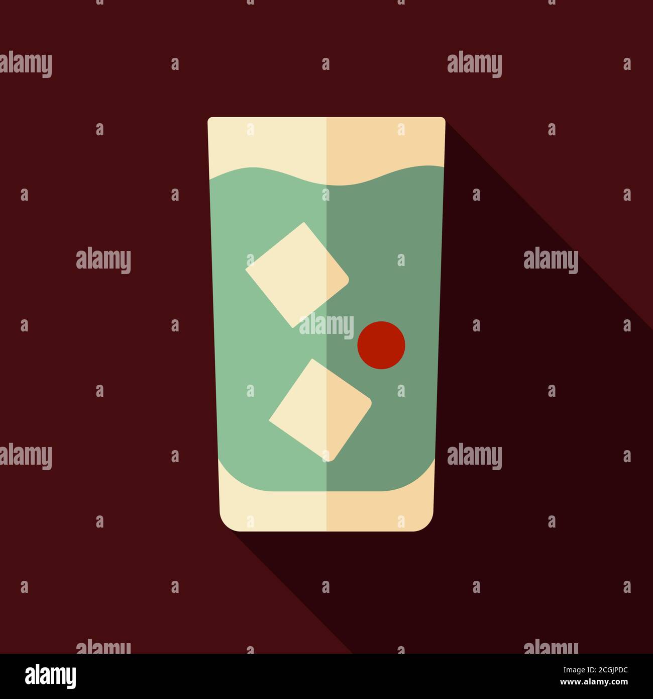 Glass of water with ice vector icon. Graph symbol for cooking web site ...