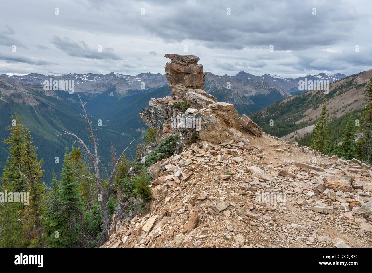 Rock formation on a mountain top above Golden, British Columbia, Canada ...