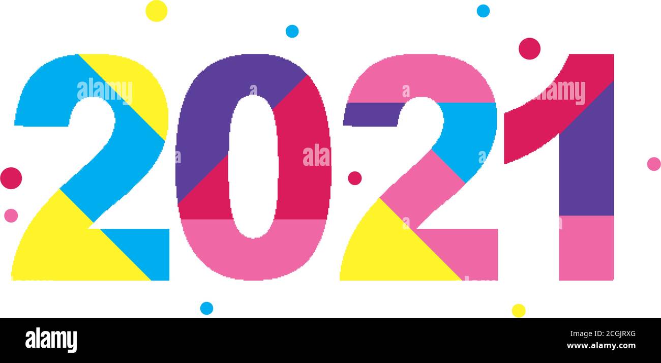 geometric 2021 flat style icon design, Happy new year welcome celebrate ...