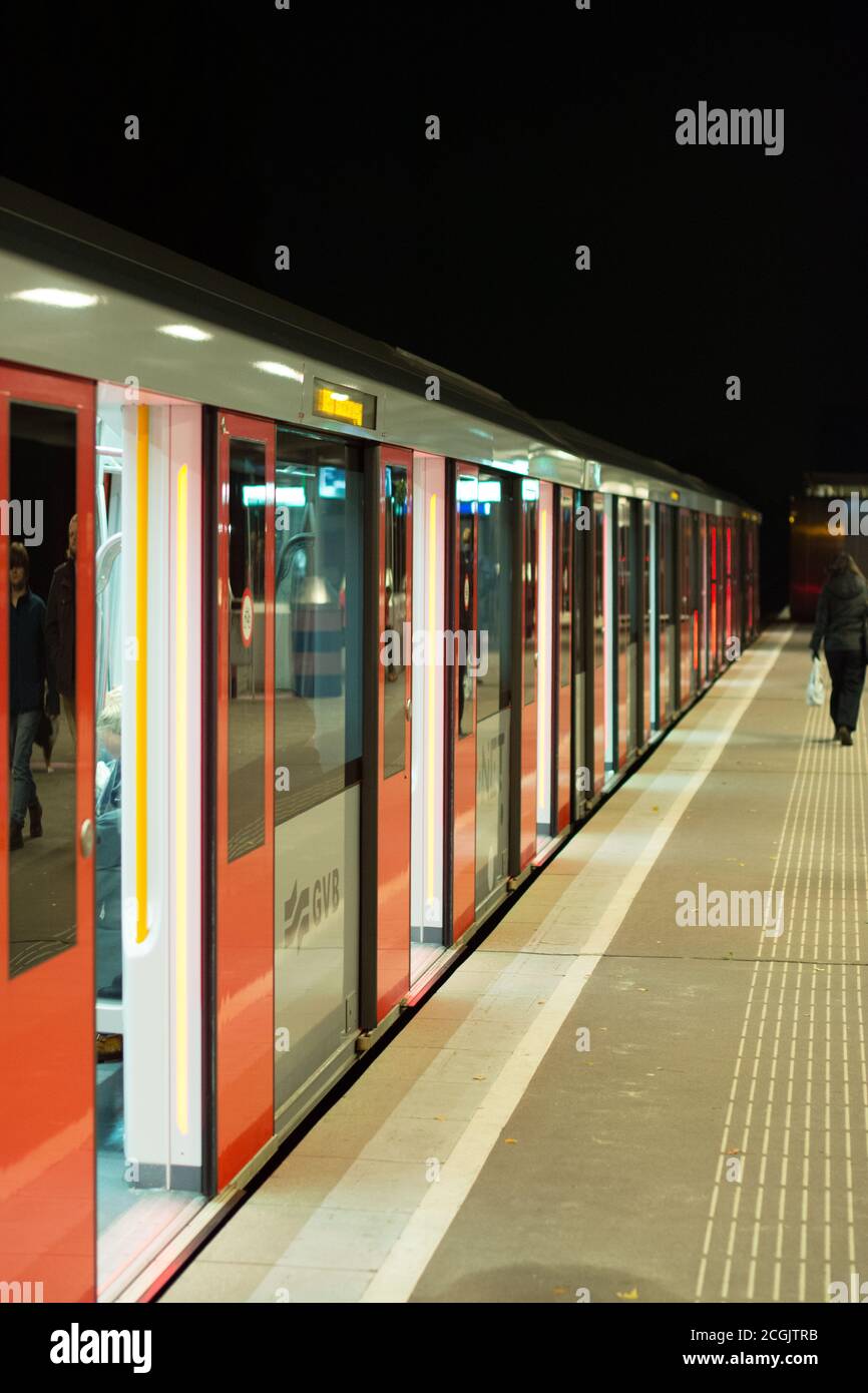 Amsterdam metro at night Stock Photo - Alamy