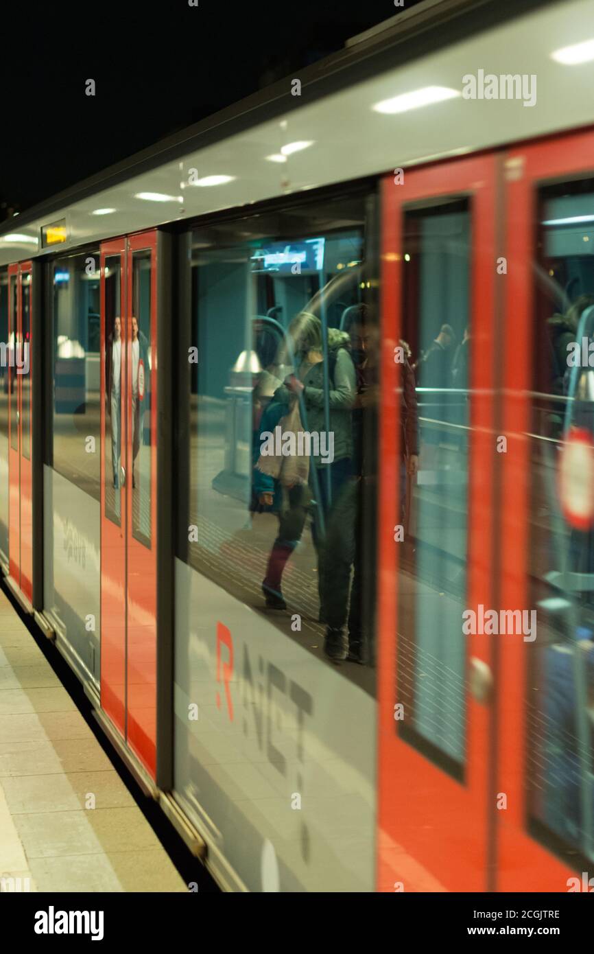 Amsterdam metro at night Stock Photo - Alamy