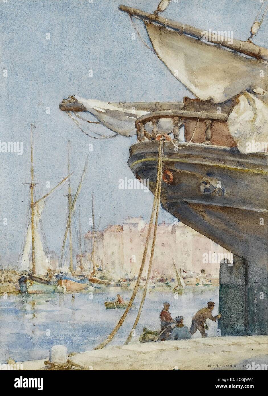 Tuke Henry Scott - Painting the Rudder - British School - 19th Century ...