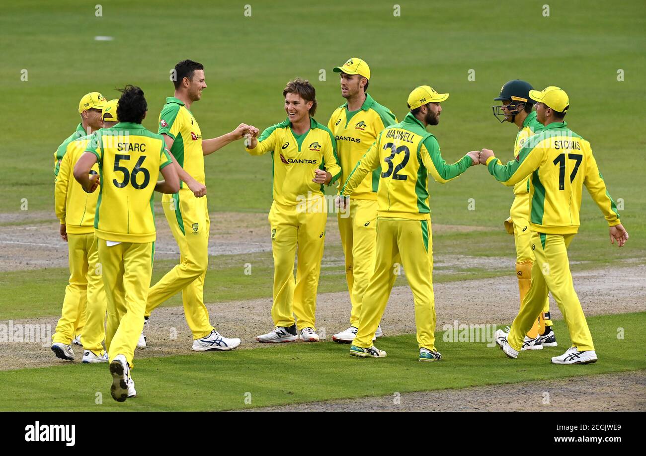 Australia's Adam Zampa (centre) celebrates the wicket of England's Eoin ...
