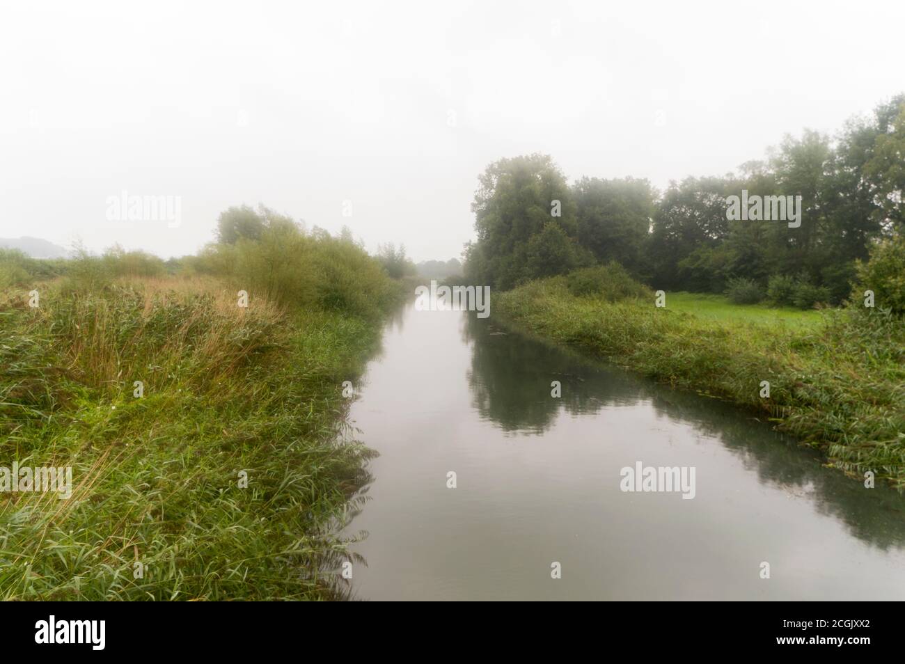 The Berkel river near Laren, The Netherlands on a rainy day Stock Photo ...