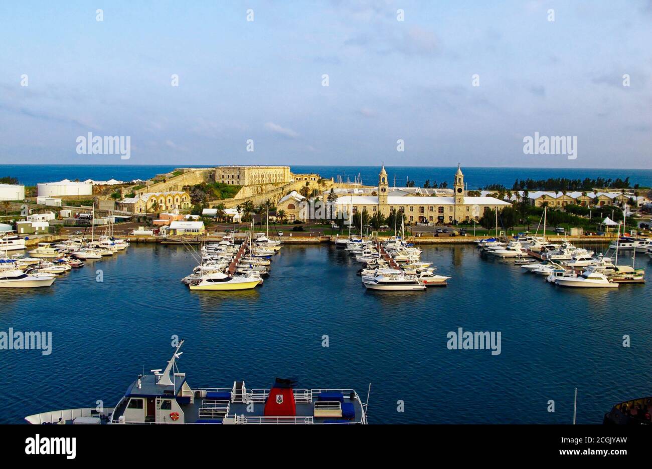 Royal Naval Dockyard, former British naval fortress, stone,Clocktower ...