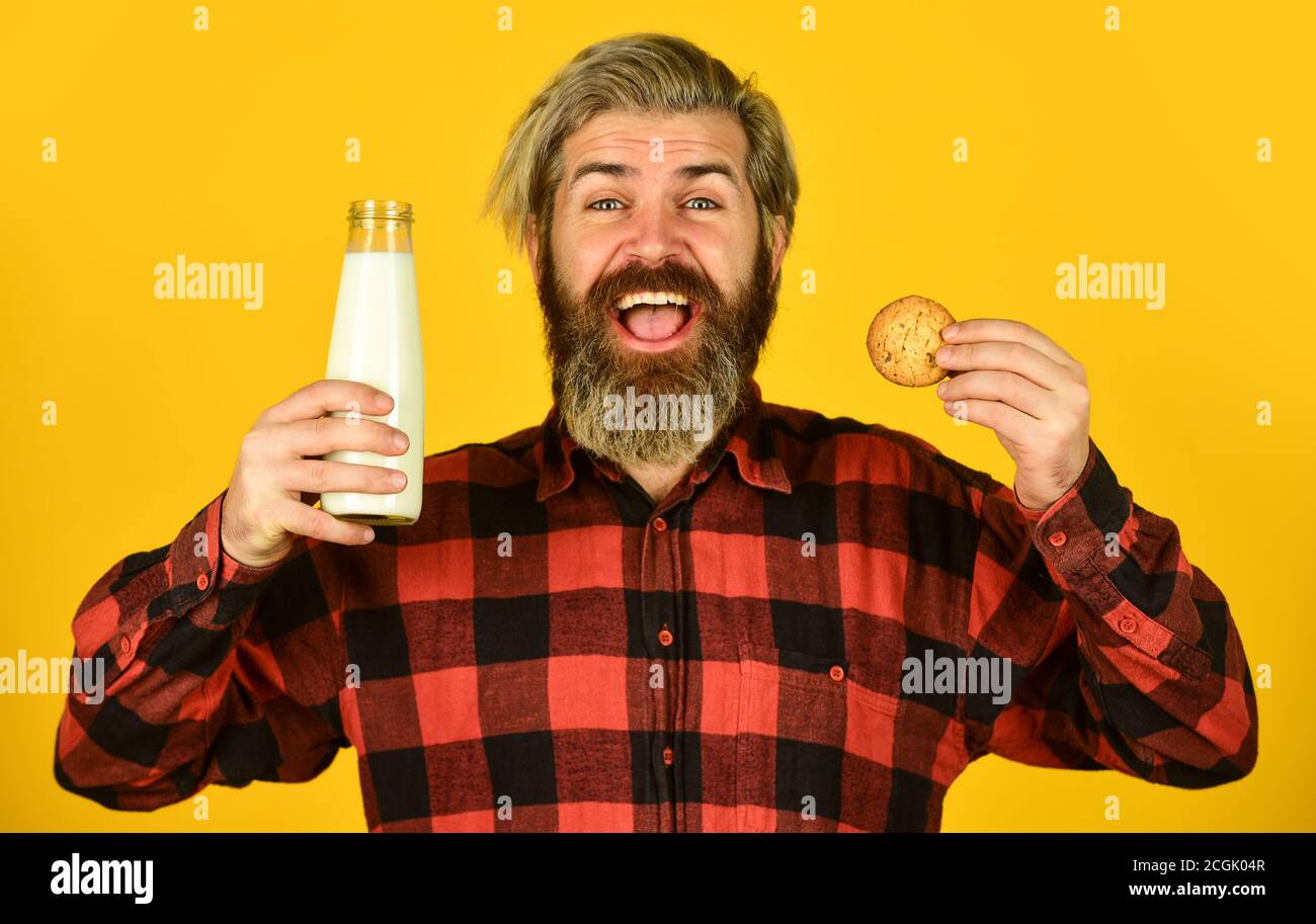 bakery goods concept. his favorite food. enjoying freshly baked ...