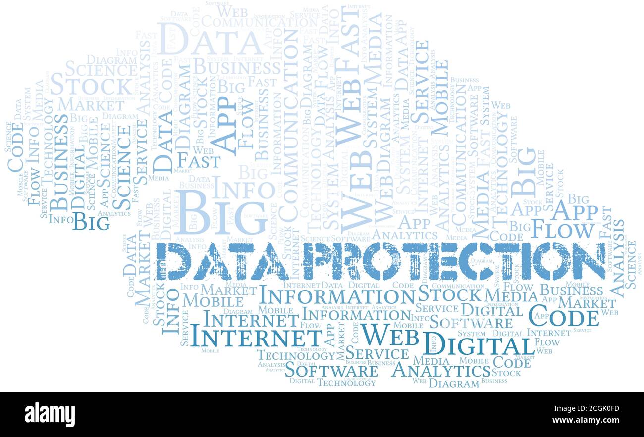 Data Protection vector word cloud, made with the text only Stock Vector ...