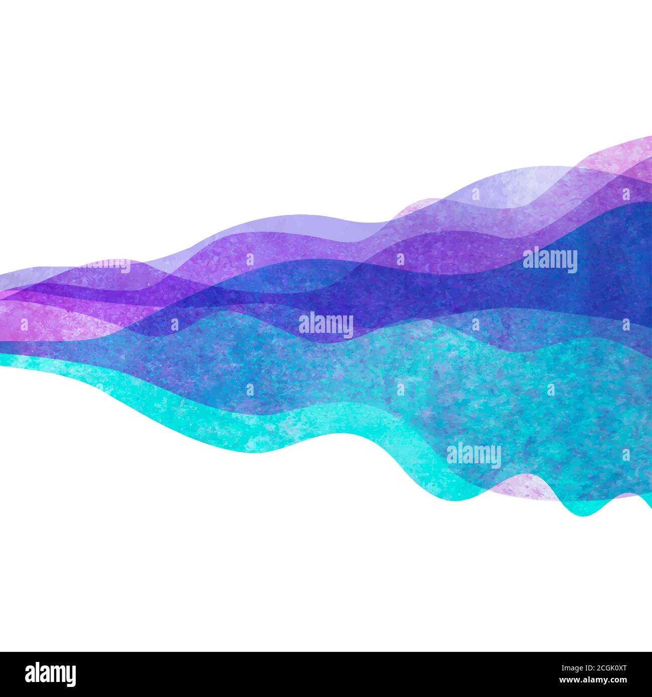 Watercolor transparent wave purple lavender teal blue colored ...