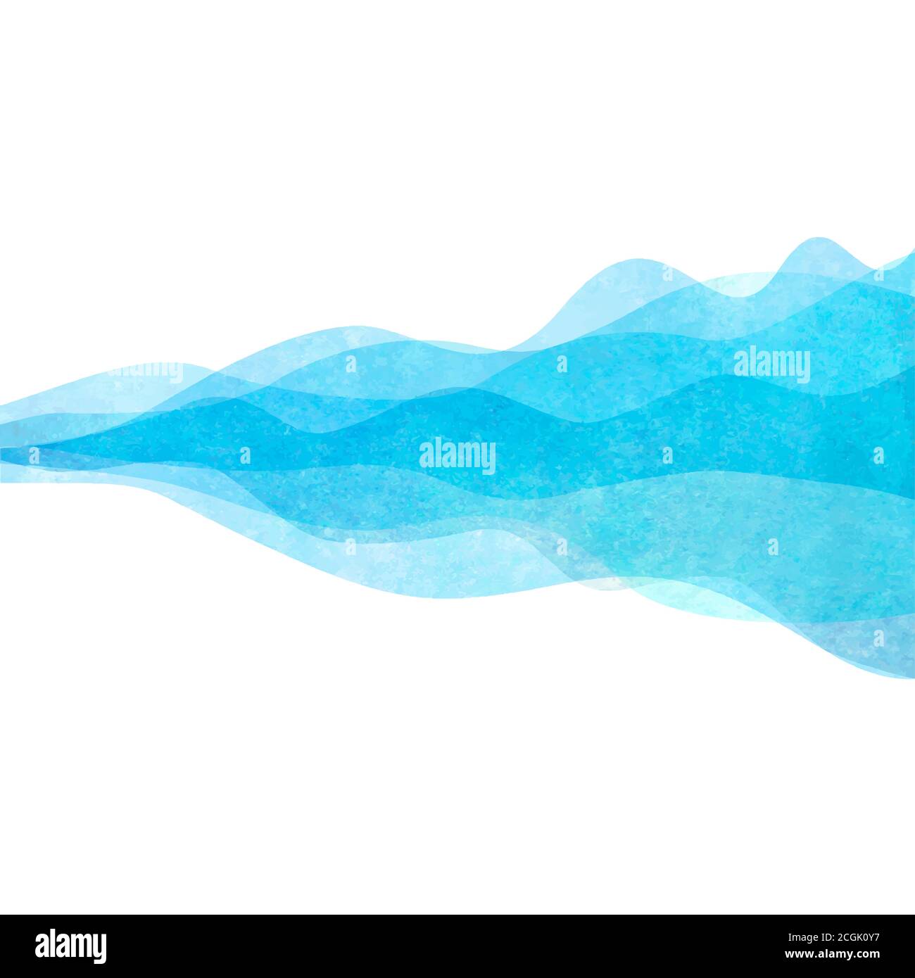 Watercolor transparent wave sea ocean teal turquoise colored background ...