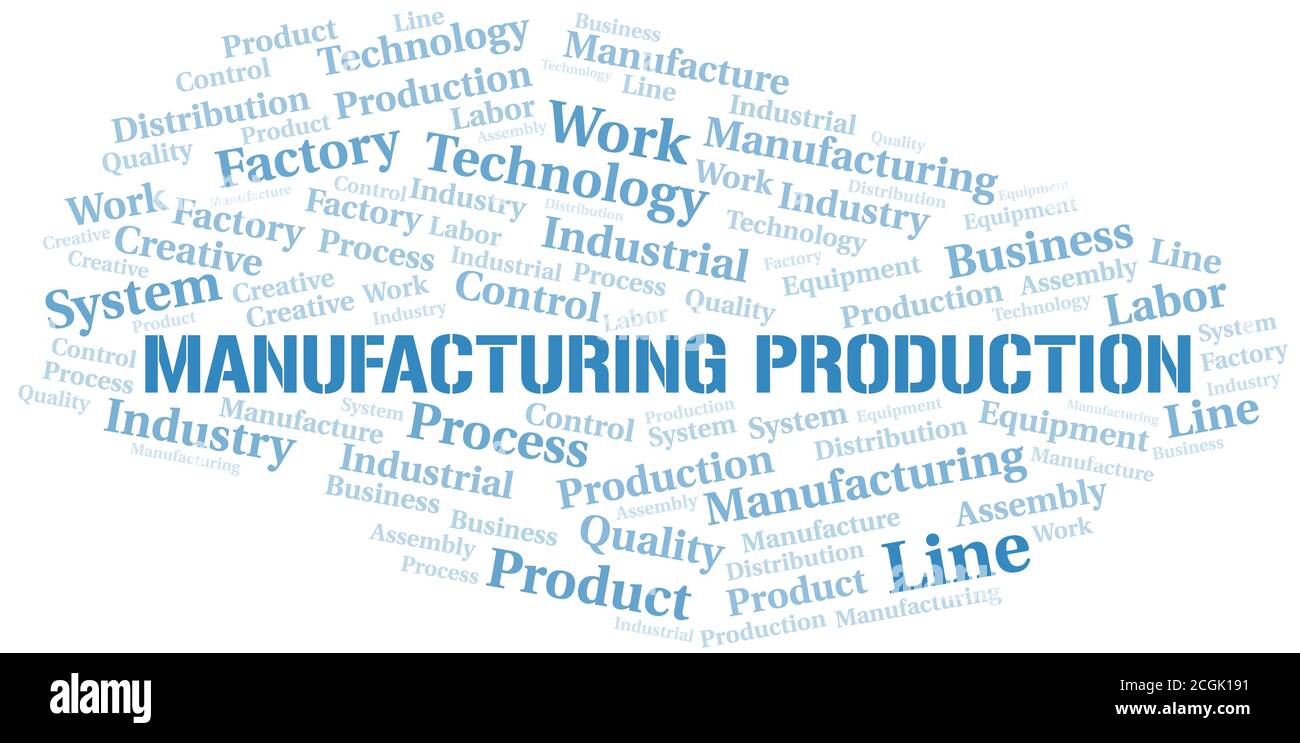 Manufacturing Production word cloud create with the text only Stock ...