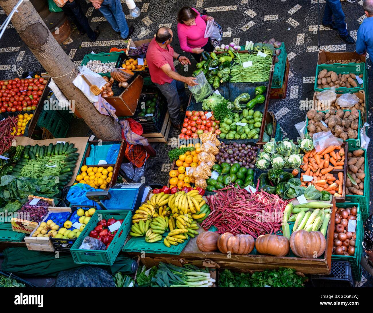 Colourful display of fruit and vegetables, Funchal Market, Madeira ...