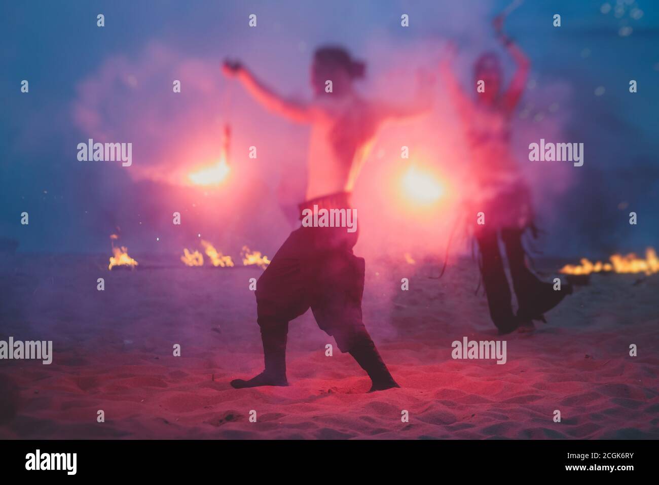 Group of fire artists fakir perform amazing show at night with ...