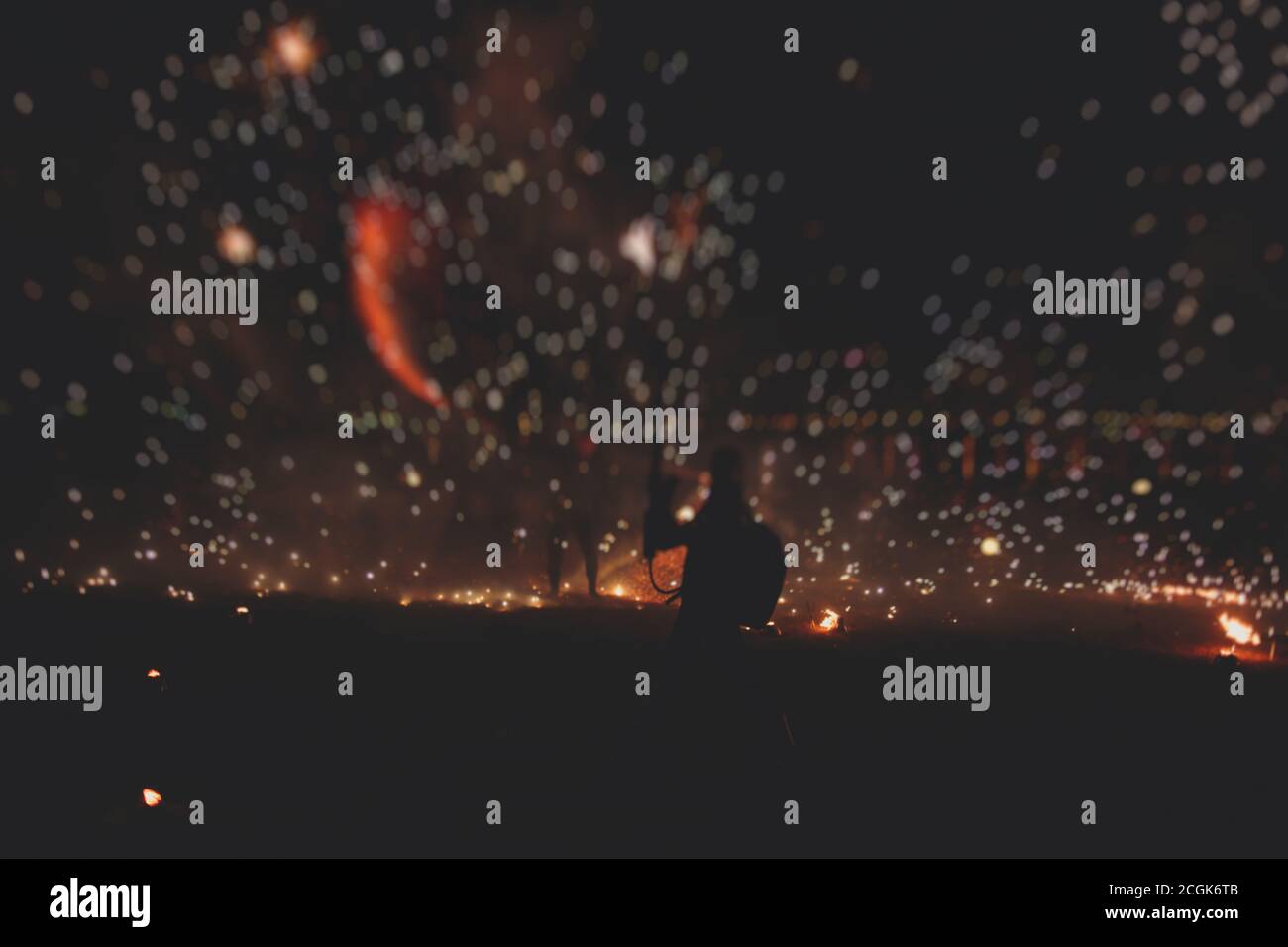 Group of fire artists fakir perform amazing show at night with ...