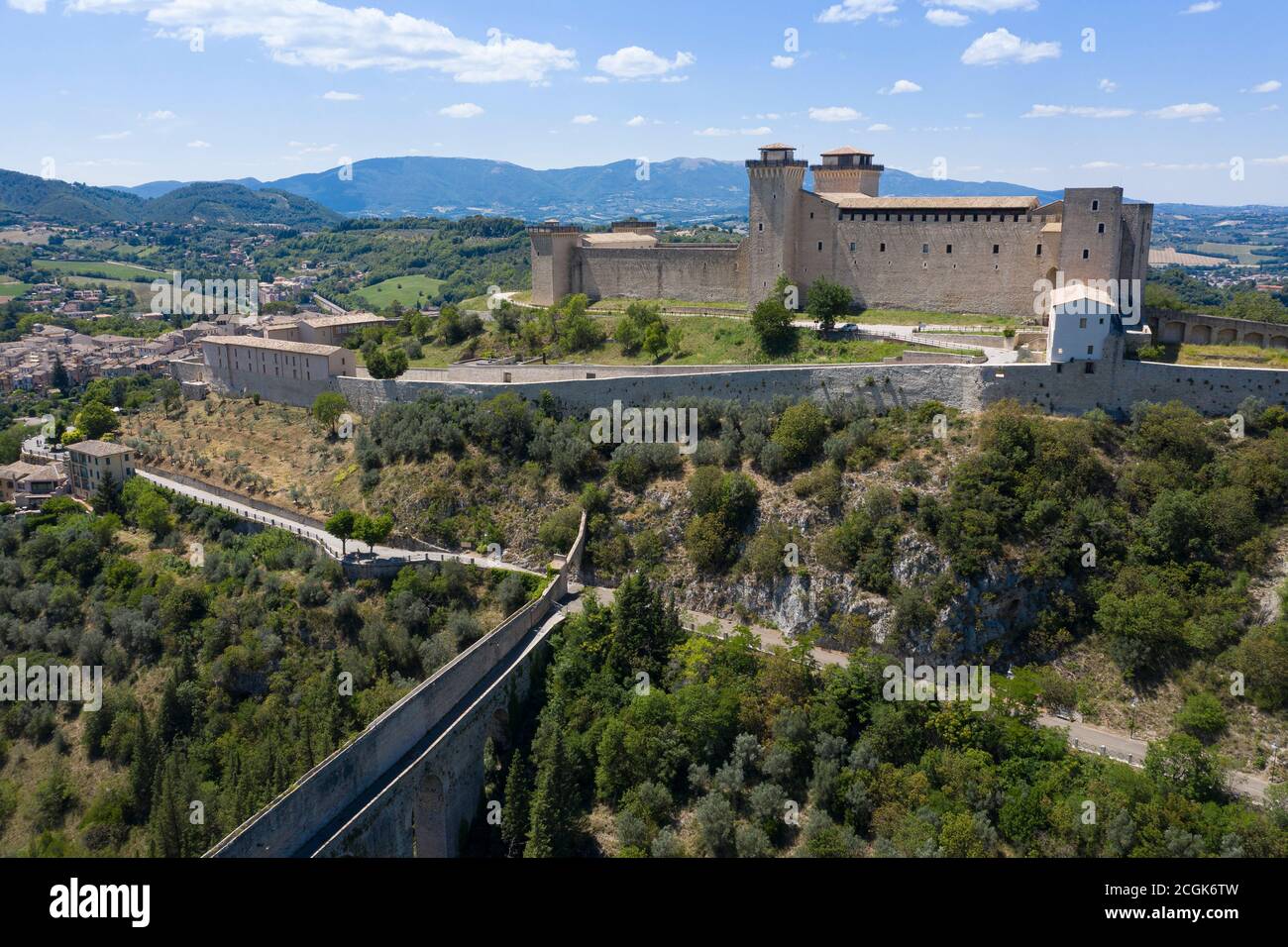 aerial view of the castle of spoleto with part of the bridge of the towers umbria italy Stock ...