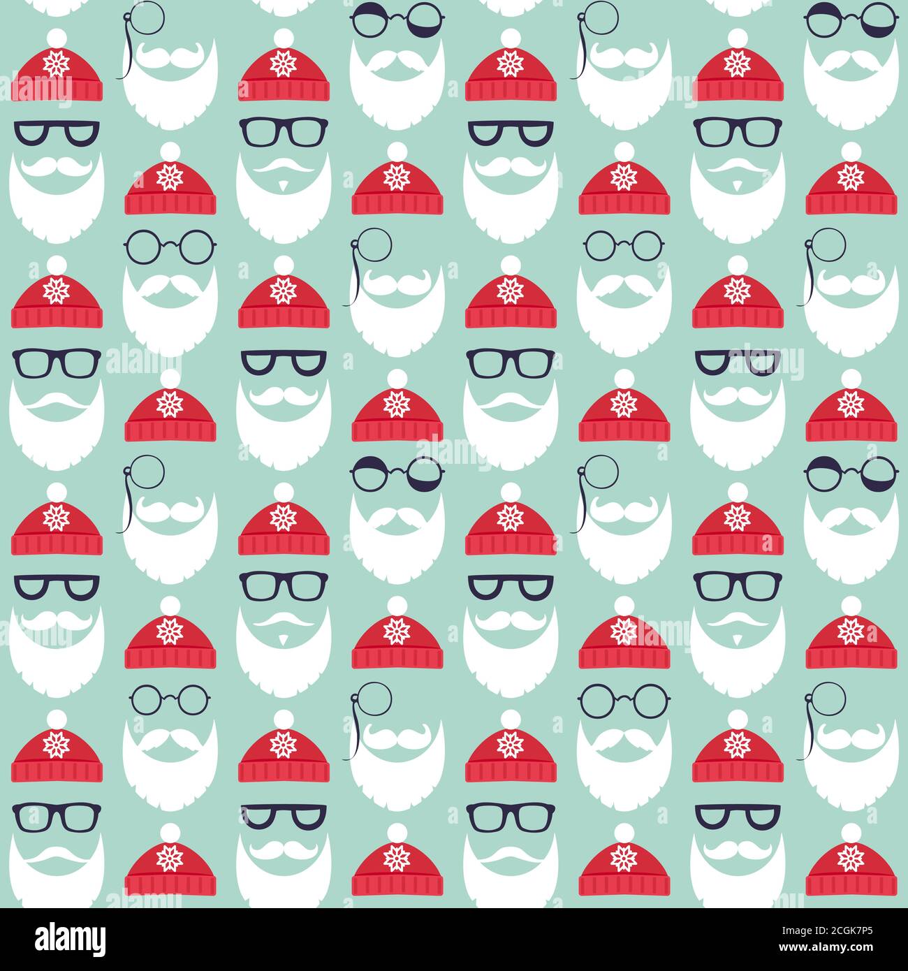 Vector set of faces with Santa hats, mustache and beards. Various ...