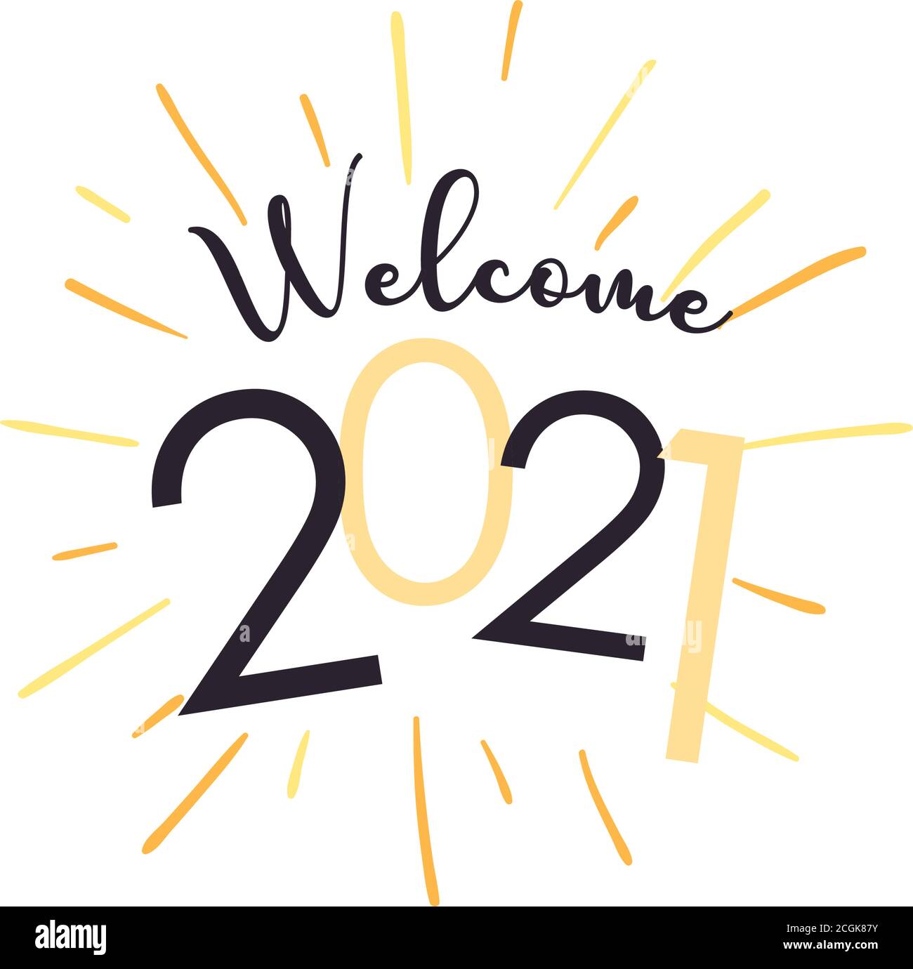 Welcome 2021 with lines flat style icon design, Happy new year welcome ...