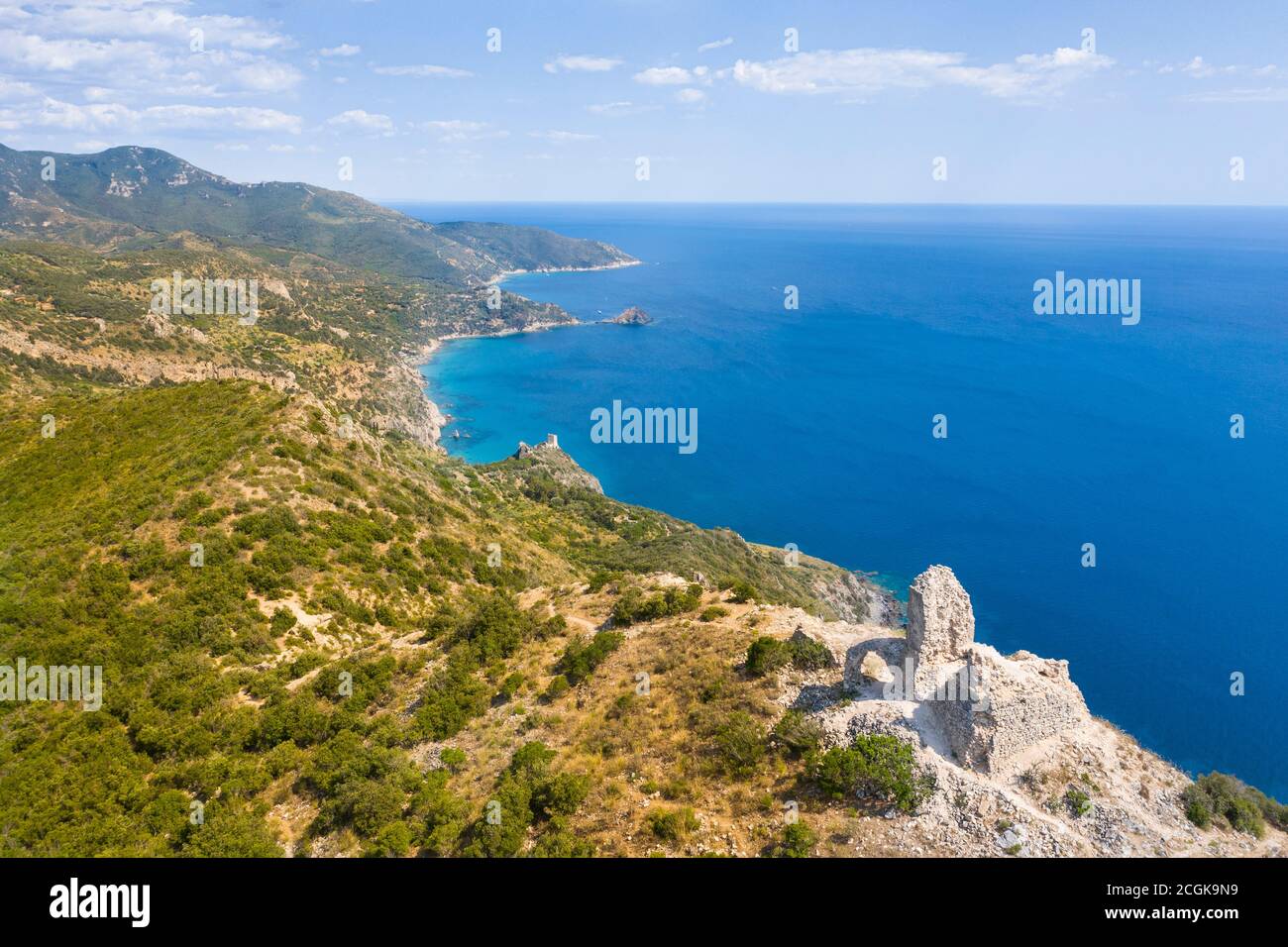 Aerial view of the marine coast of monte argentario in the tuscan ...