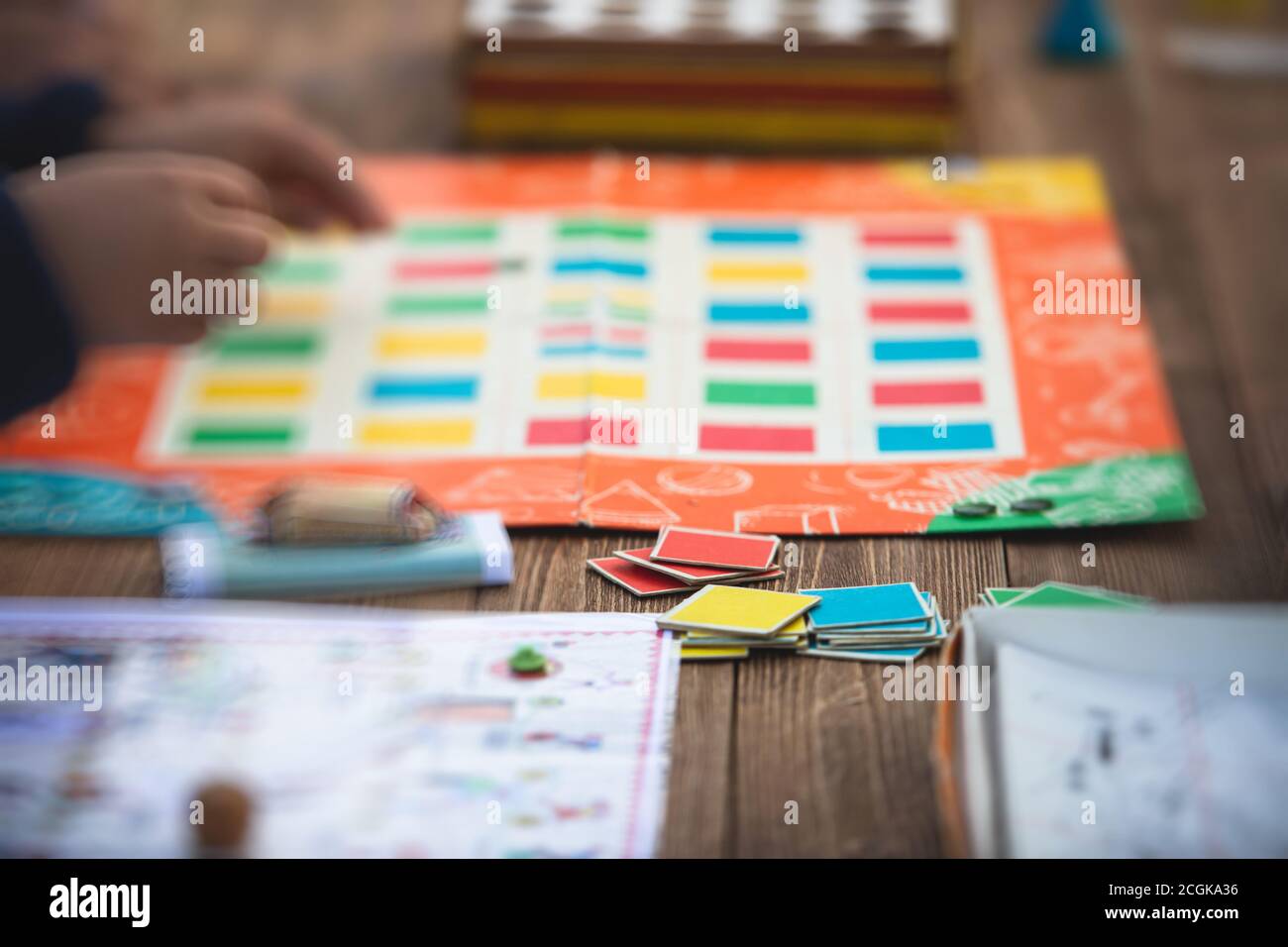 Process of playing retro vintage old style board game and having fun ...