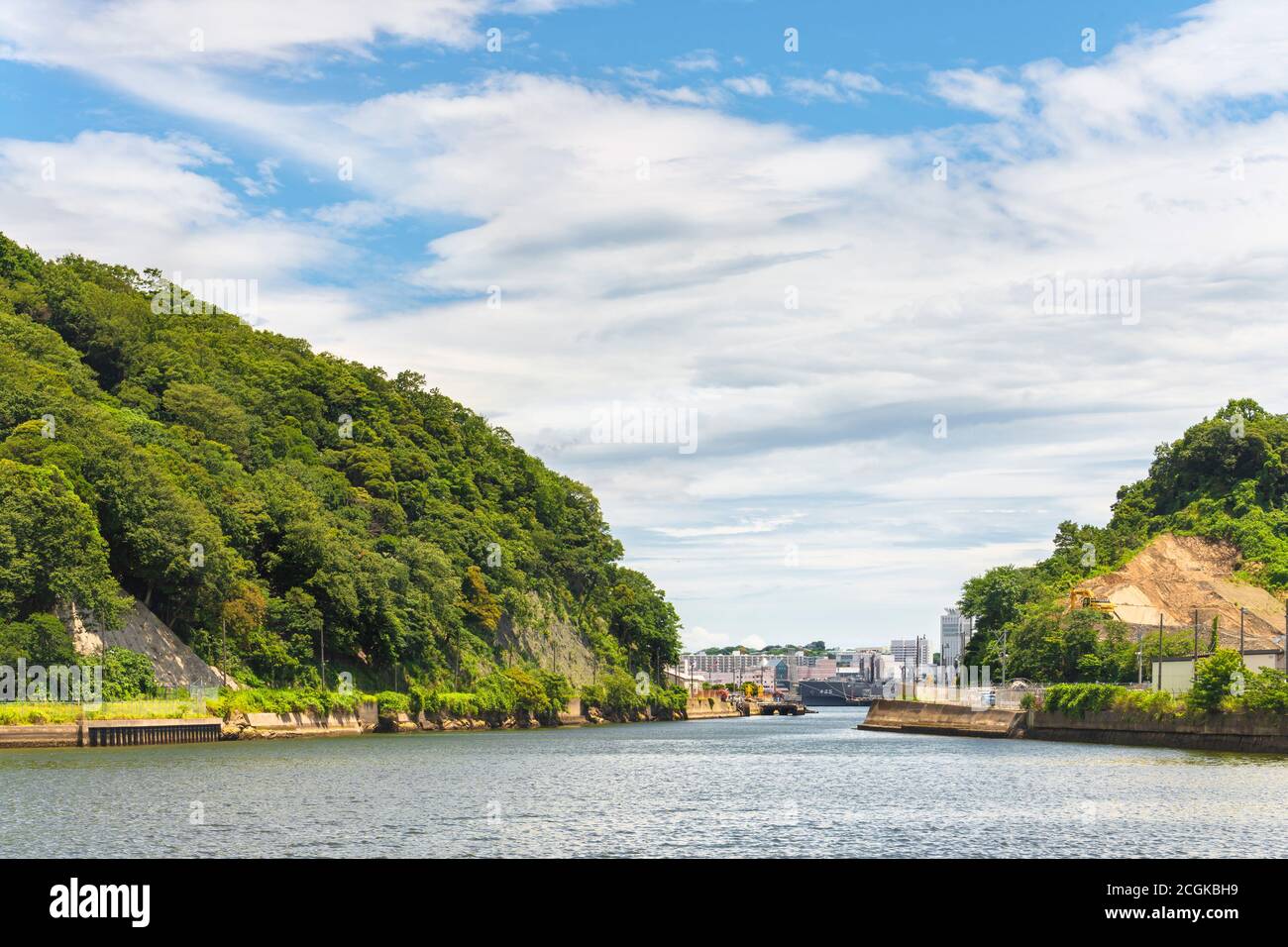 yokosuka, japan - july 19 2020: Arai Canal Waterway between Azuma ...