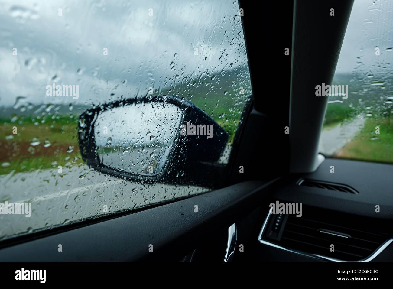 Car moving through rainy road hi-res stock photography and images - Alamy