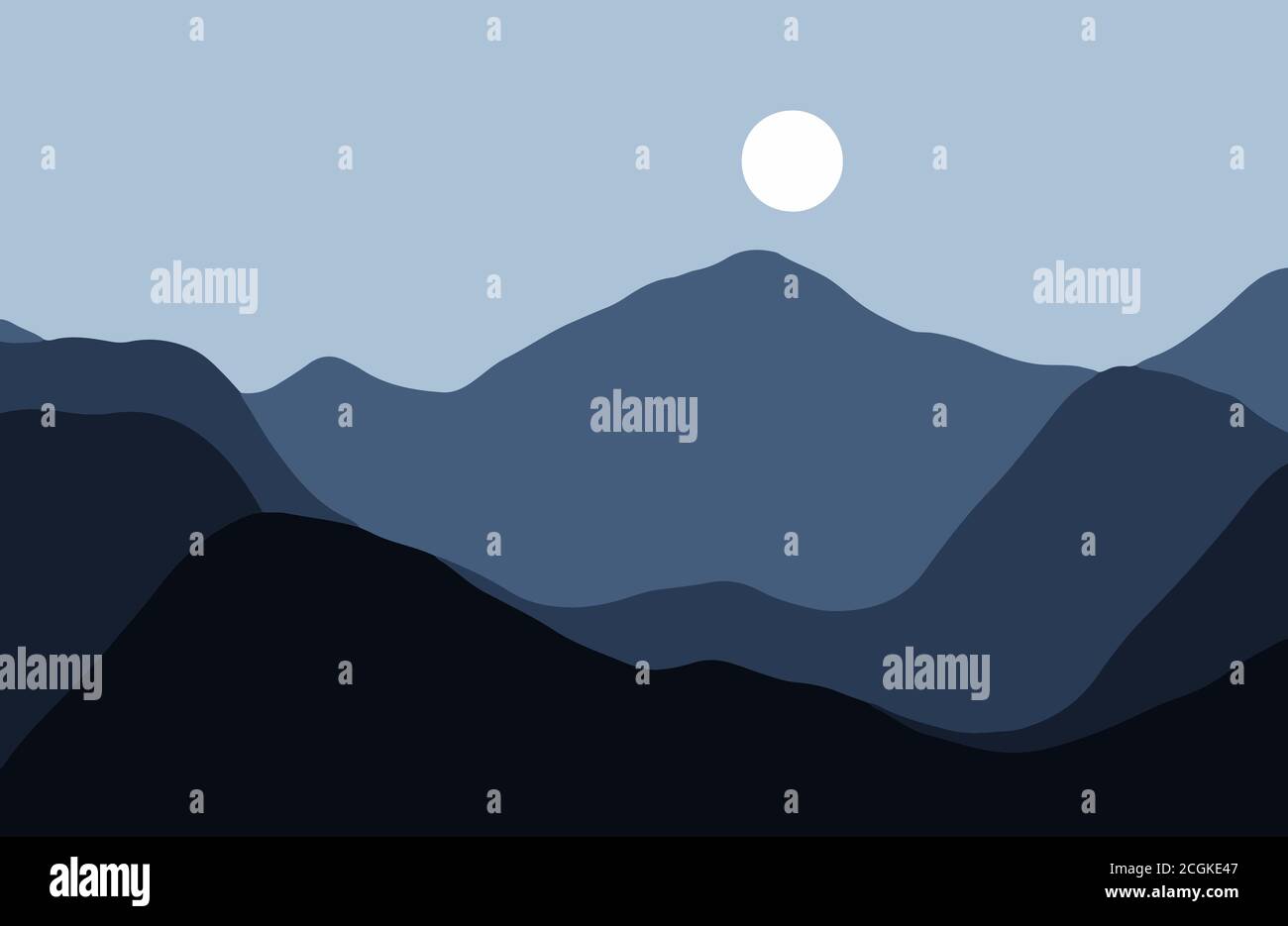 Mountains in the haze at sunset - Vector illustration Stock Vector ...