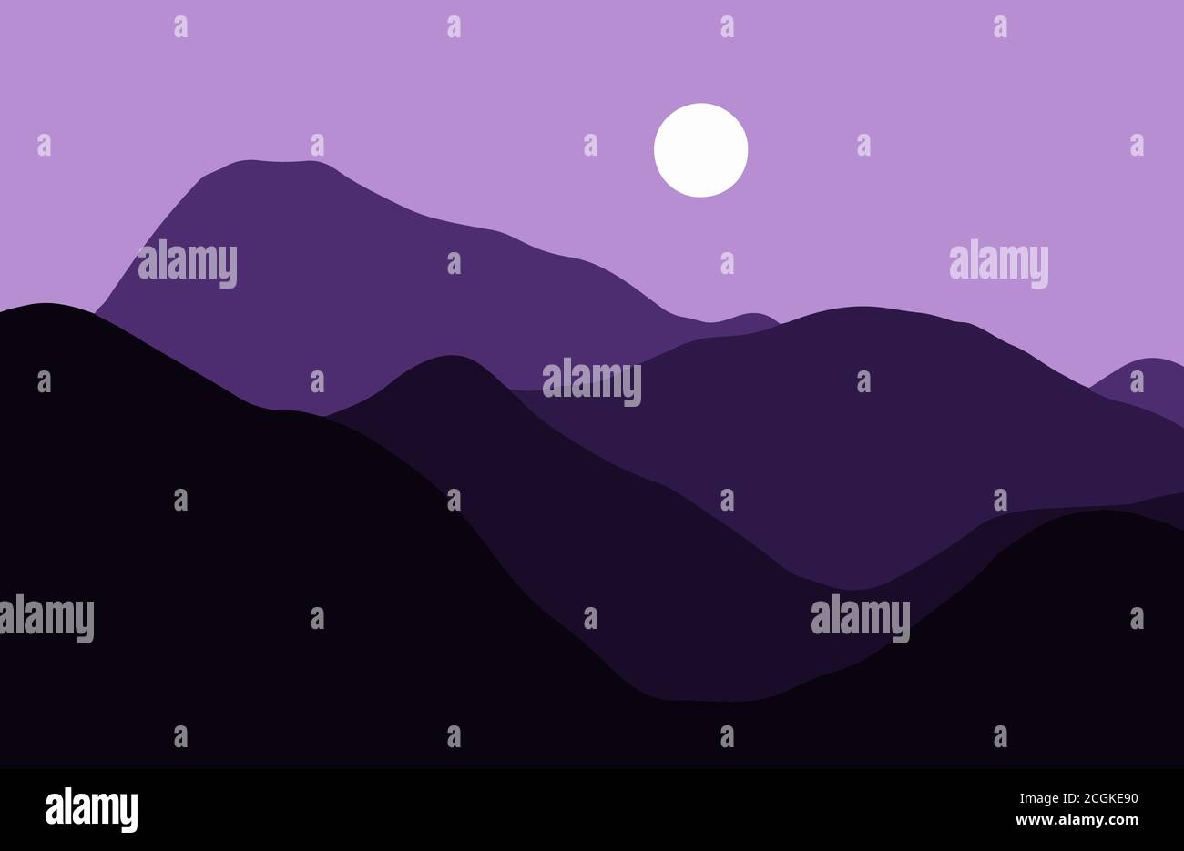 Mountains in the haze at sunset - Vector illustration Stock Vector ...