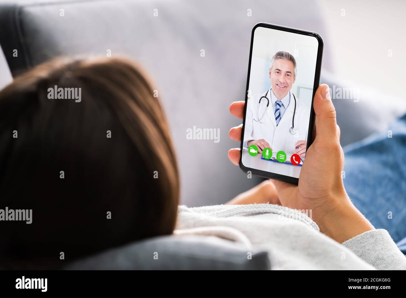 Telemedicine Video Call To Doctor On Smartphone Stock Photo - Alamy