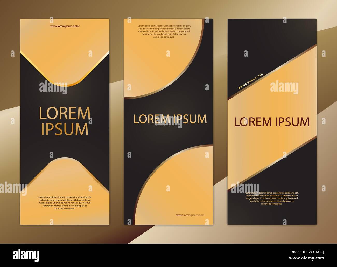 set of dark banners with geometric shapes. Color vector illustration ...