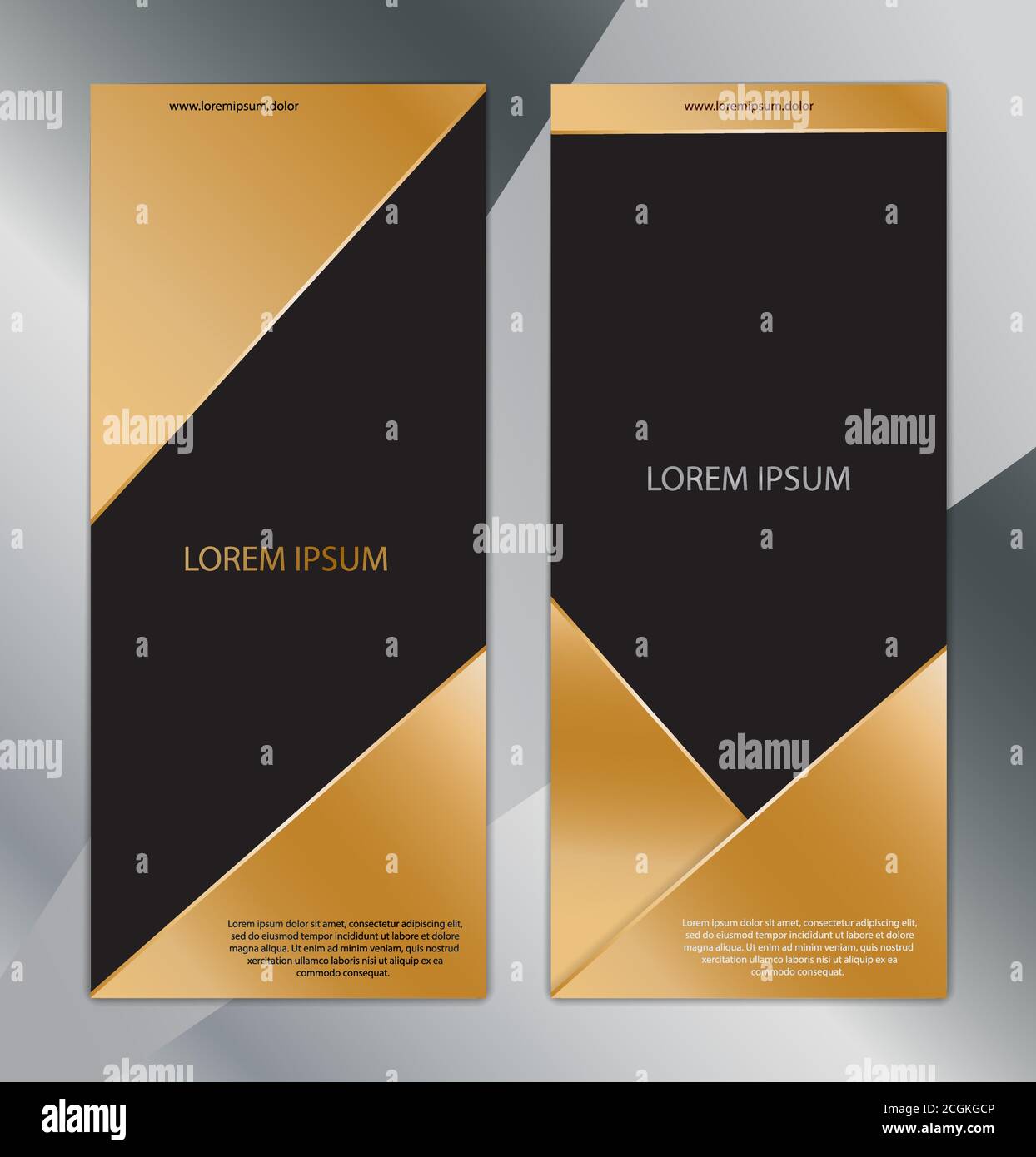set of dark banners with geometric shapes. Color vector illustration ...
