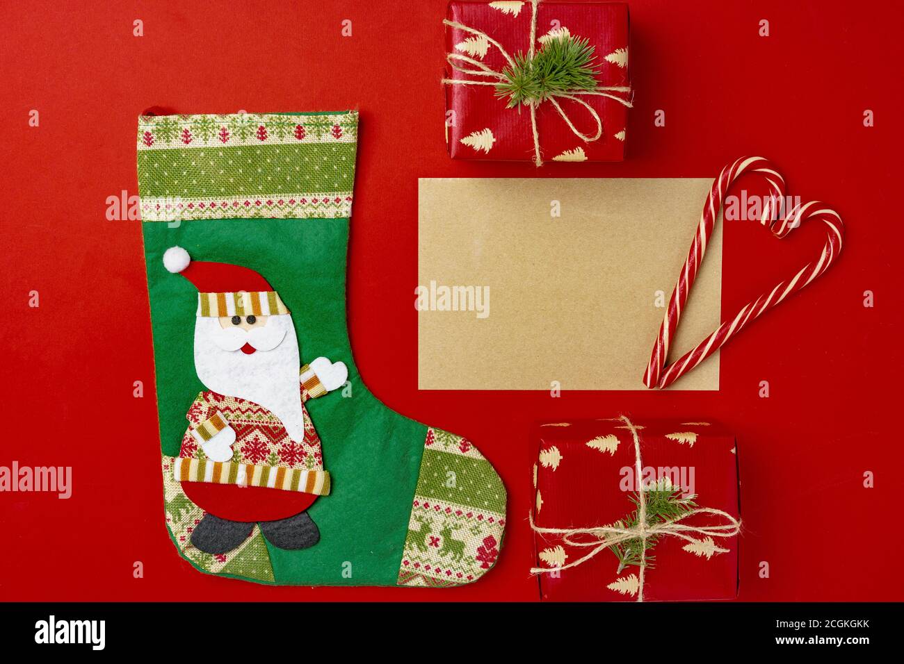 Blank Christmas greeting card with festive decorations Stock Photo - Alamy