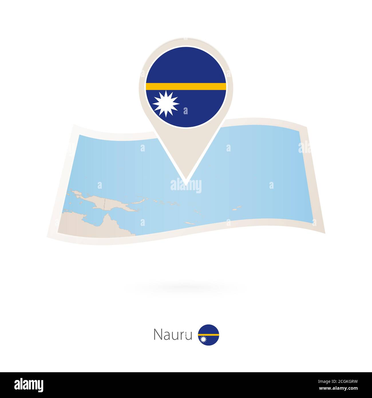 Folded paper map of Nauru with flag pin of Nauru. Vector Illustration Stock Vector Image & Art ...