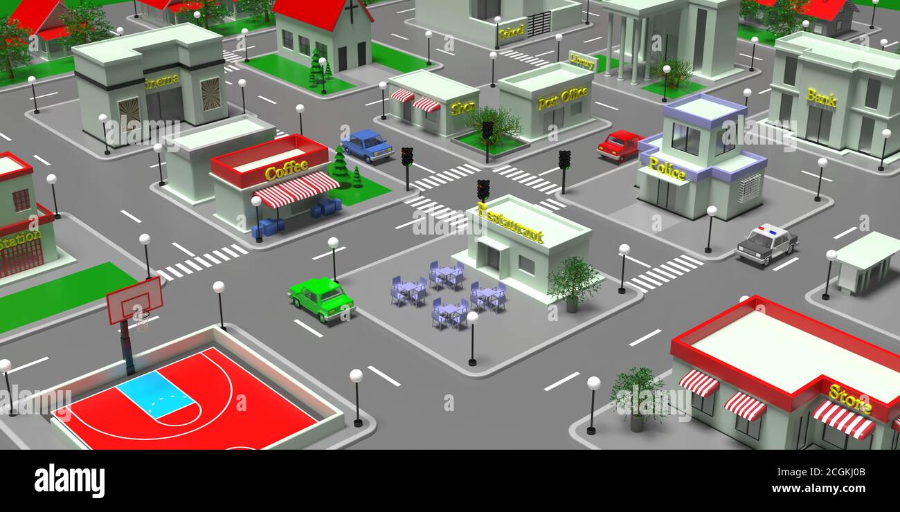 Cartoon map school hi-res stock photography and images - Alamy