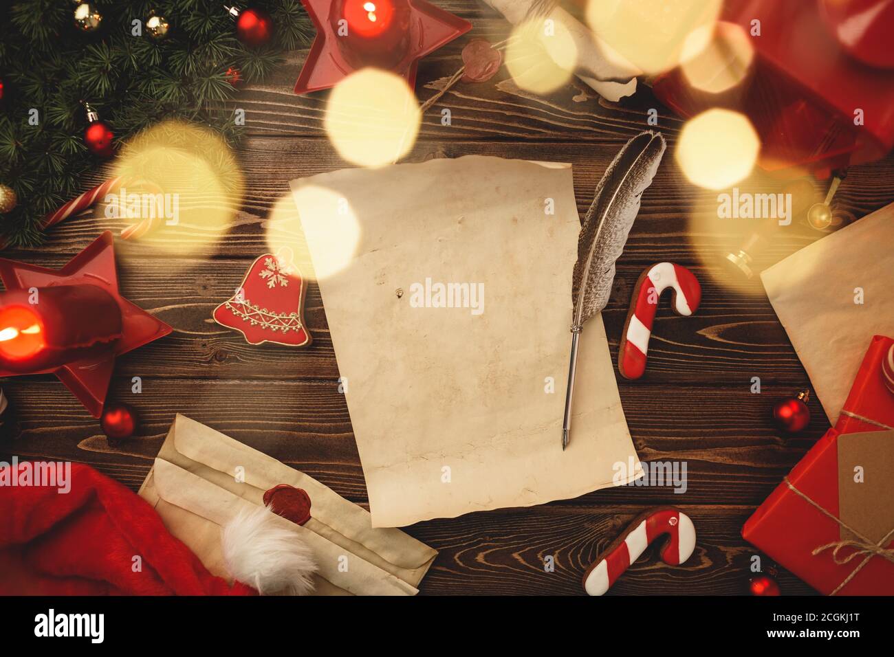 Writing a letter to Santa composiiton in vintage style Stock Photo - Alamy