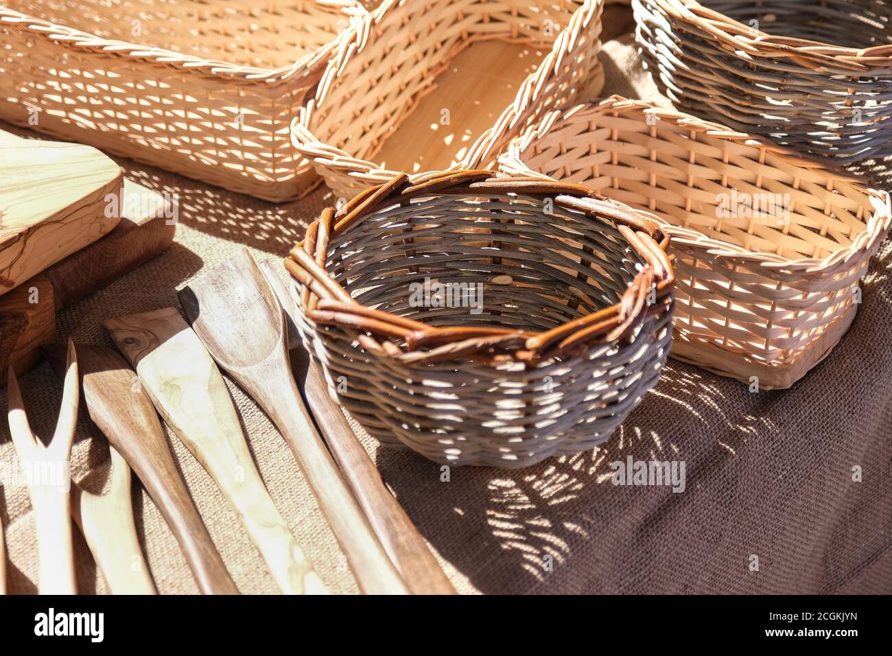 handcrafted baskets produced with natural materials Stock Photo - Alamy