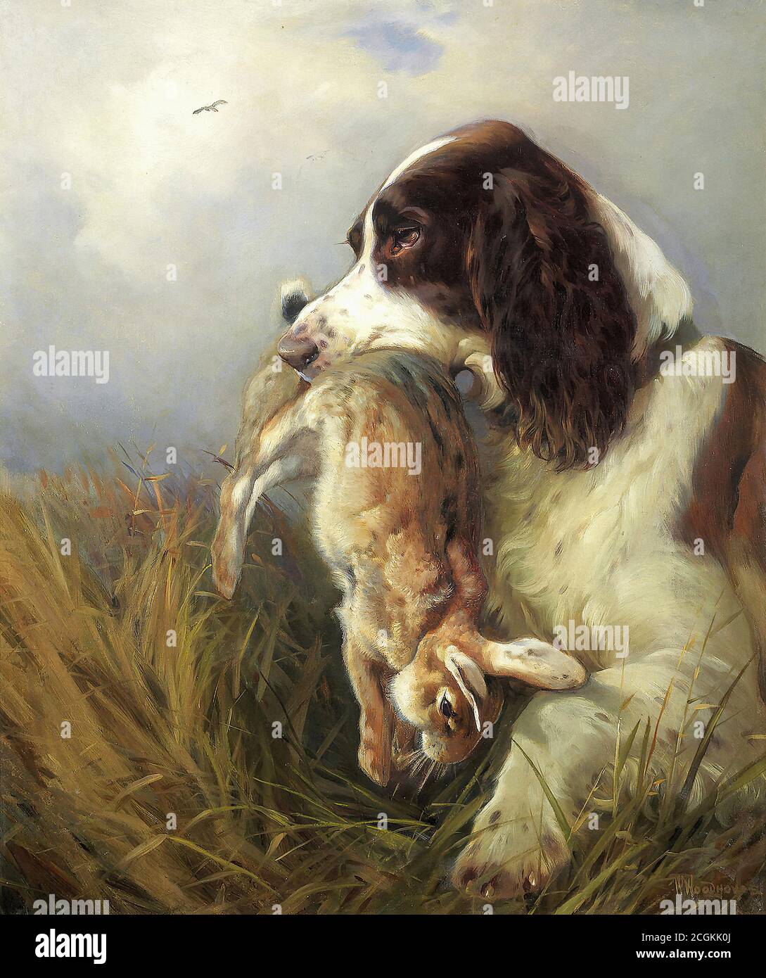 Woodhouse William - a Spaniel Retrieving a Hare - British School - 19th ...