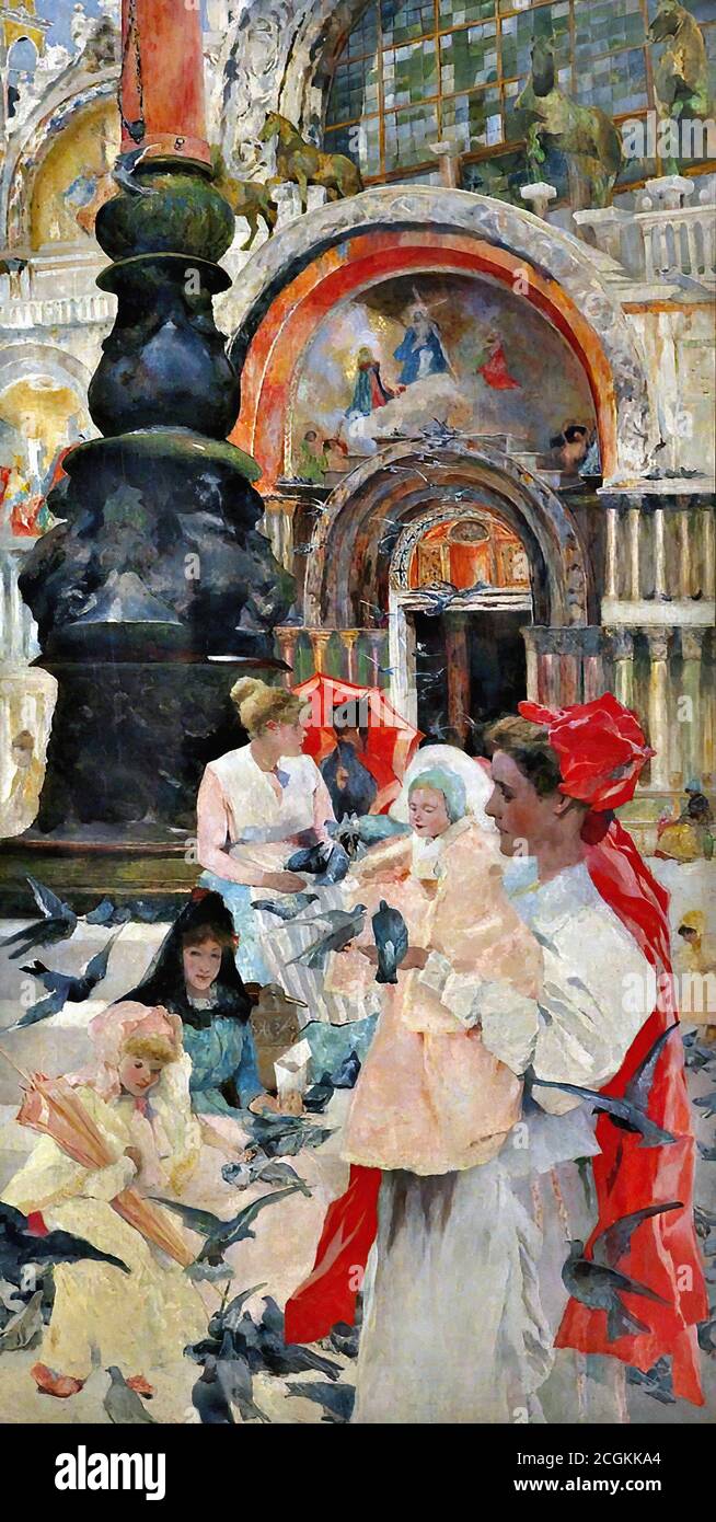 Woodlock David - Feeding the Pigeons St Mark's Square Venice 1 ...