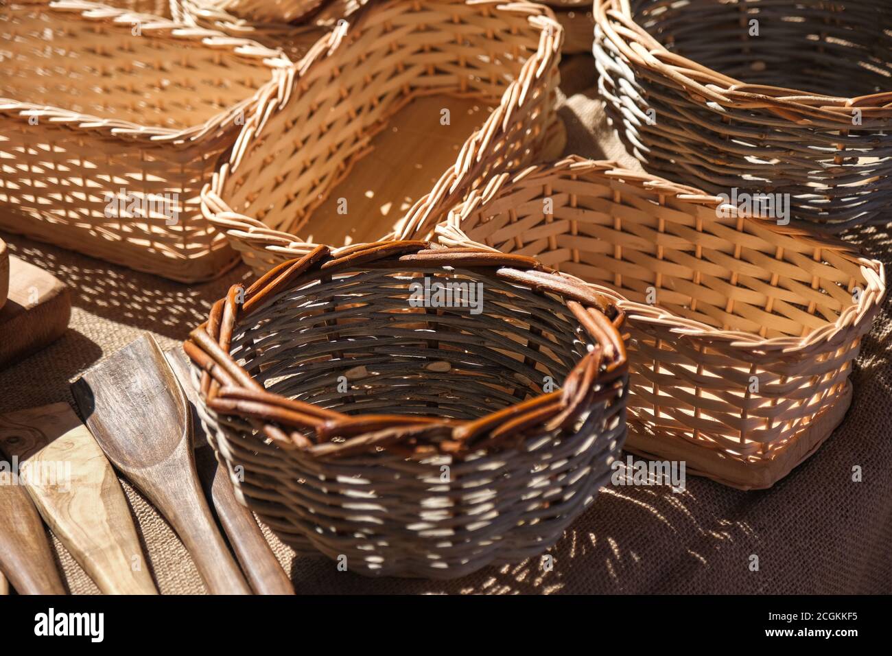 handcrafted baskets produced with natural materials Stock Photo - Alamy