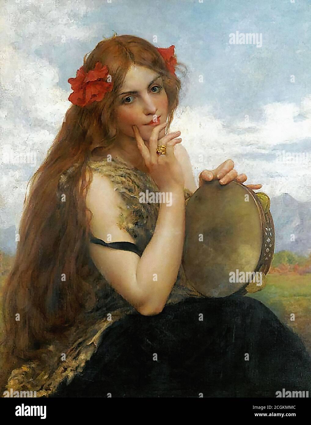 Woolmer Alfred Joseph - Meisje Met Tamboerijn - British School - 19th ...
