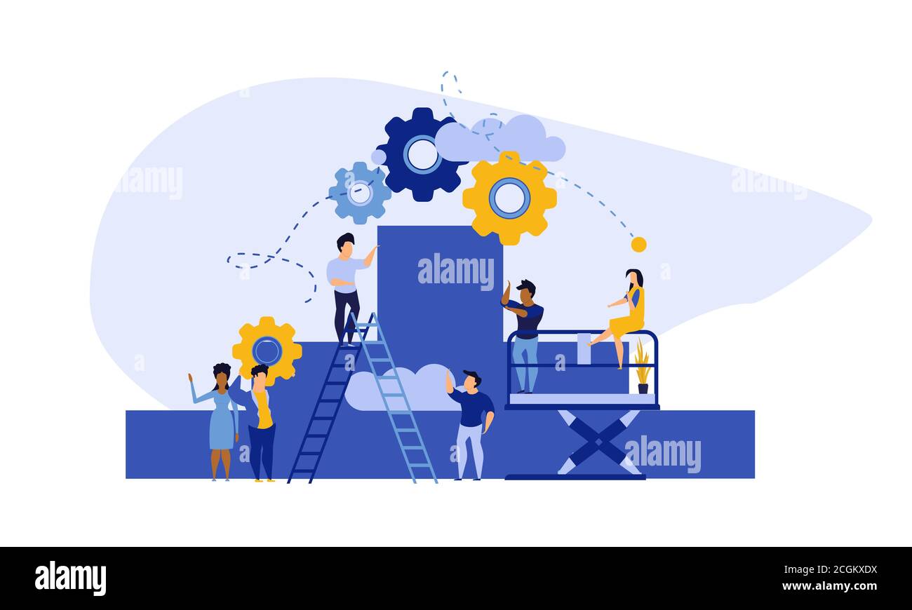 Achievement target career challenge vector flat illustration. People ...