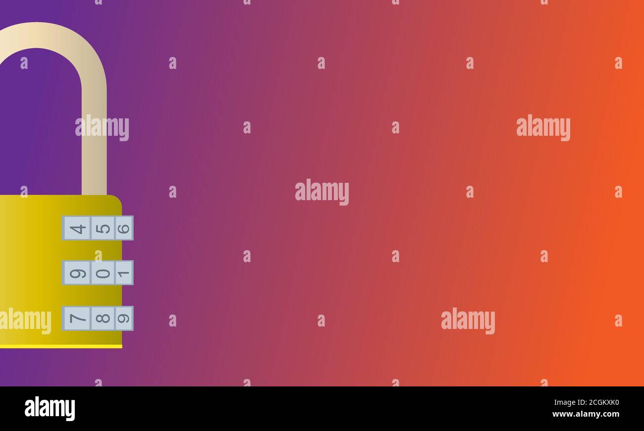 Combination lock padlock vector icon security safe illustration ...